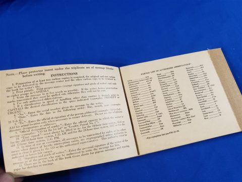 FIELD MESSAGE BOOK M210 - Doughboy Military Collectables Springfield ...
