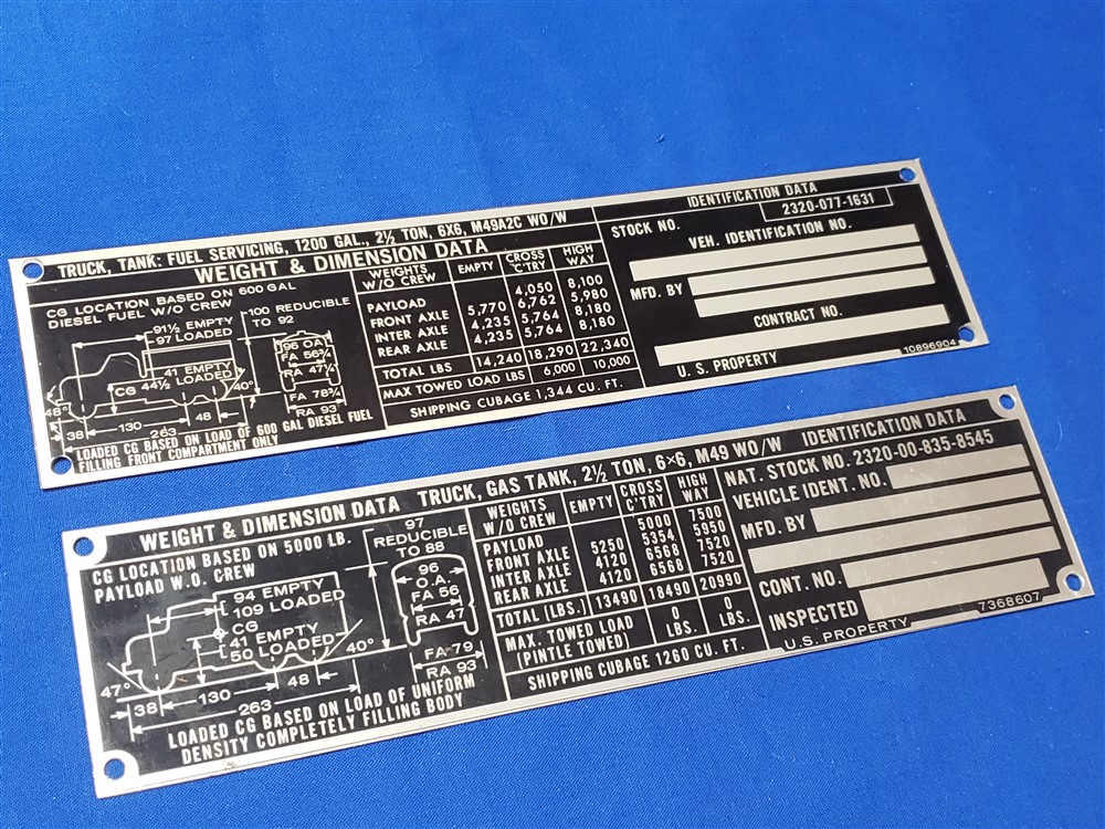 Vehicle data plates VN - Doughboy Military Collectables Springfield ...
