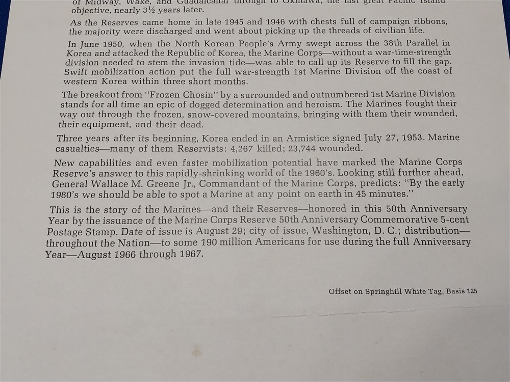 USMC Reserve stamp 66 - Doughboy Military Collectables Springfield Missouri