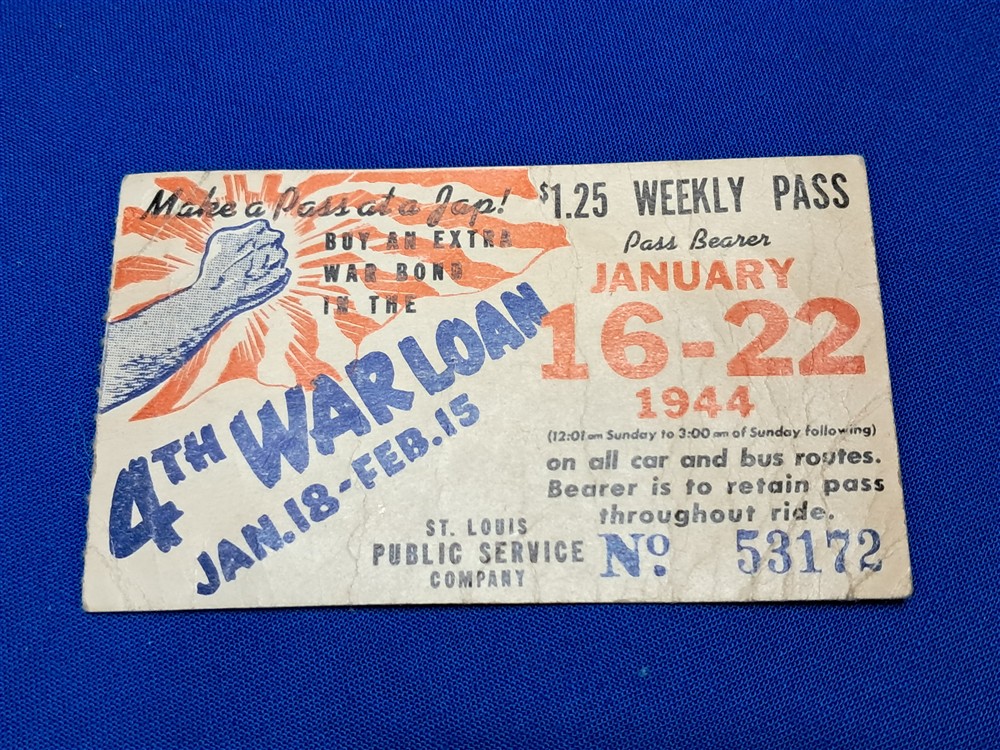 Bus pass WWII Bonds - Doughboy Military Collectables Springfield Missouri