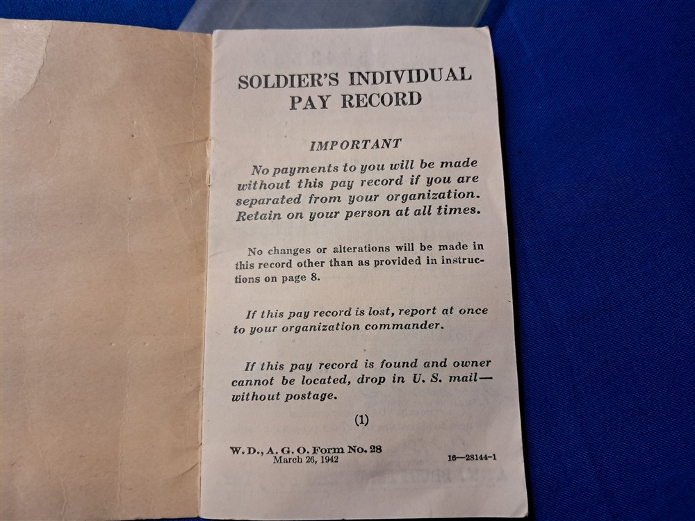 Soldier pay books WWII - Doughboy Military Collectables Springfield ...