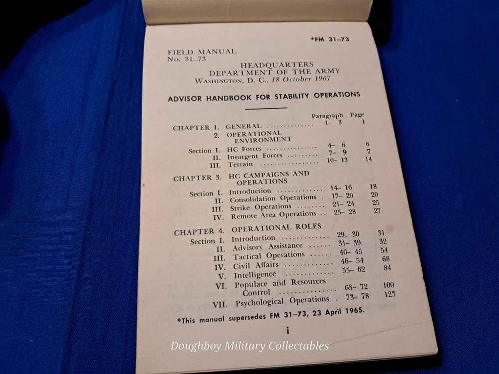 FM31-73 Advisor Hndbk 67 - Doughboy Military Collectables Springfield ...